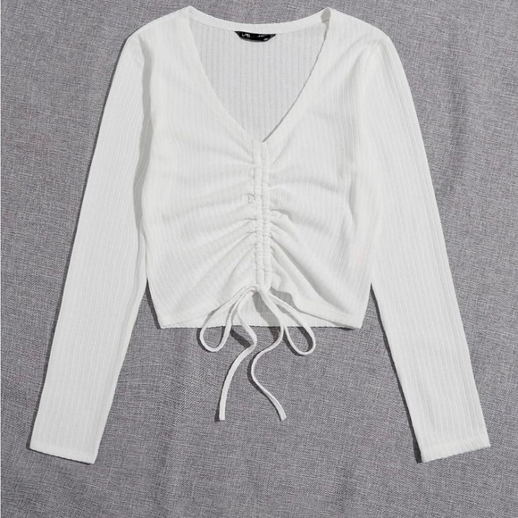 Hot Kiss | Tops | Hot Kiss Cropped Adjustable Cinched Drawstring Front ...